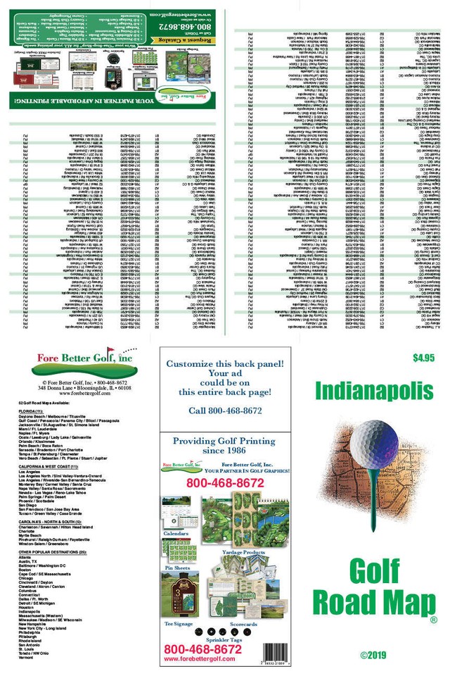 Golf Road Map - Indianapolis Golf Map - Golf Travel Map - Golf ...