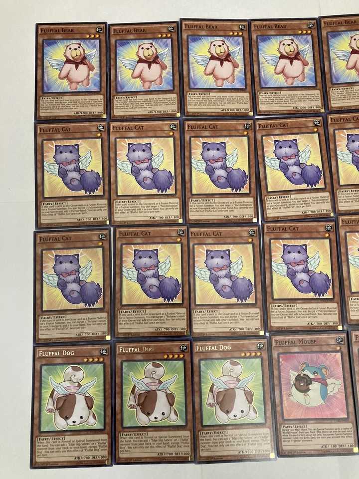 YUGIOH FLUFFAL COLLECTION DECK LOT BEAR x7 CAT x15 MOUSE x3 DOG x3 ...