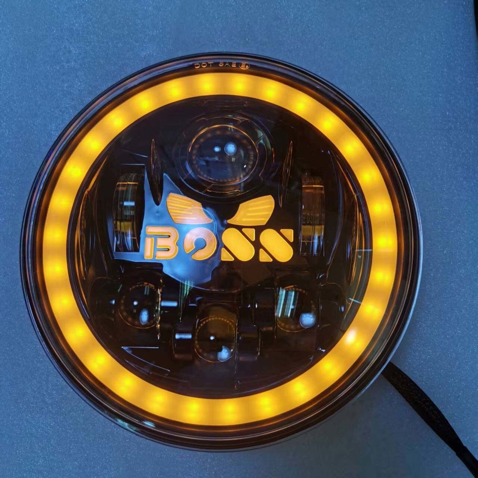 Boss DOT 7"Inch Round LED Headlights Hi/Lo DRL Lamp for Ford Mustang F ...