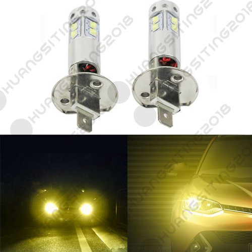 NEW 2x H1 3000K Yellow Amber 100W LED Headlight Bulbs Kit Fog Driving ...