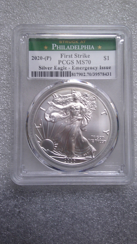 2020 P Silver Eagle 🦅PCGS MS70 Emergency Issue (Green Slab) | eBay