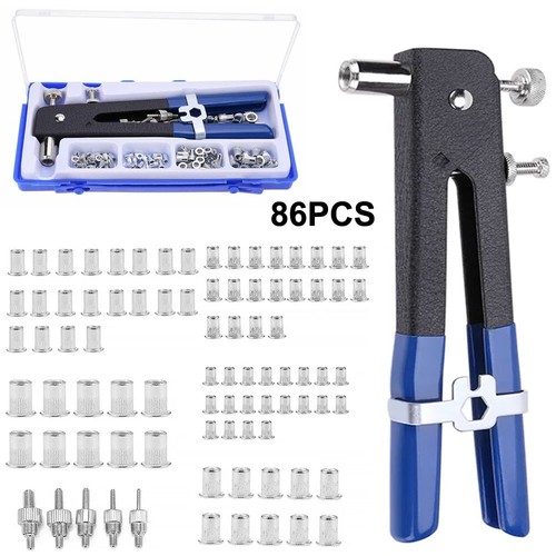 86PCS M3-M8 Heavy Duty Hand Riveter Rivet Gun Kit Threaded Metric Rivet ...