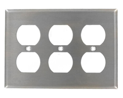 5 pc Standard Duplex 3-Gang Stainless Steel Brushed Nickel Finish Wall ...