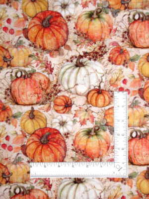 Autumn Pumpkins Fabric By The Yard Susan Winget Fall Leaves Cotton ...