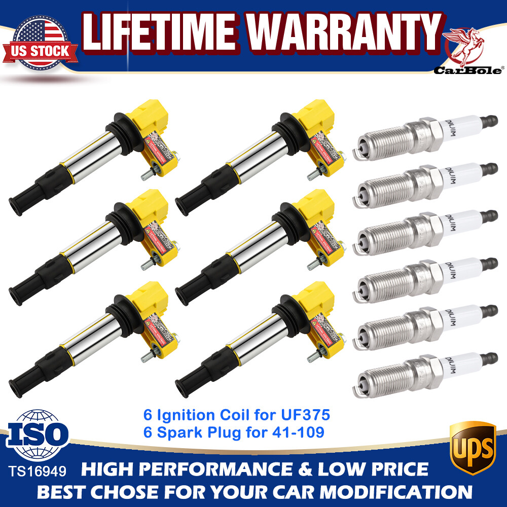6 Ignition Coil+6 Spark Plug Pack for Enclave CTS STS GMC Saab Traverse ...