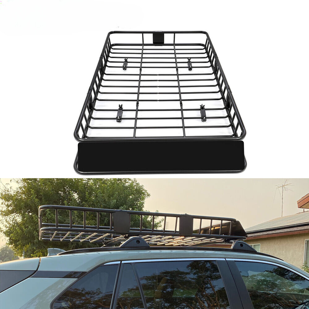 64" Universal Roof Rack Basket Cargo Carrier w/ Extension Top Luggage ...