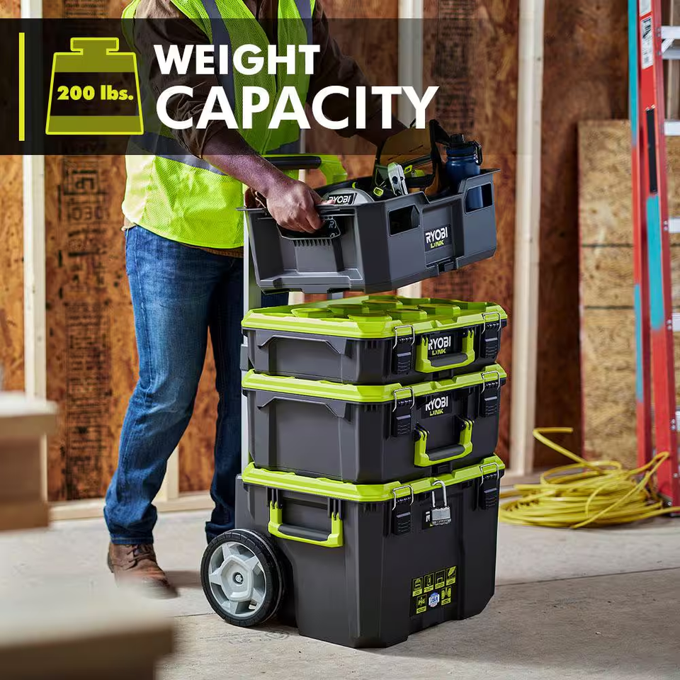 RYOBI 22" LINK Rolling Modular Tool Box Storage System 200lbs Bundle ...