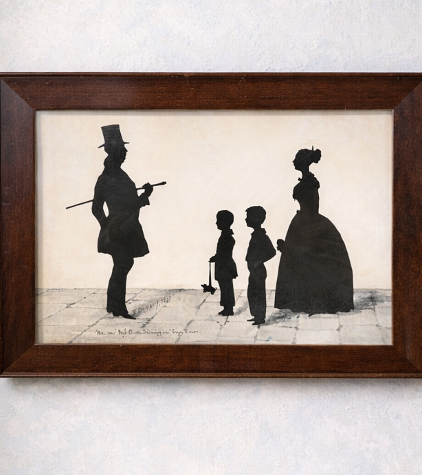 J Dempsey Silhouette Mr/Mrs Fleming&Boys Dover 1841/Fam Scene W/Abraham ...