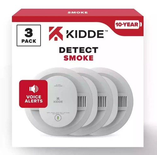 Kidde 10-Year 3-Pack Detector w/Photelectric Sensor and Voice Alerts ...
