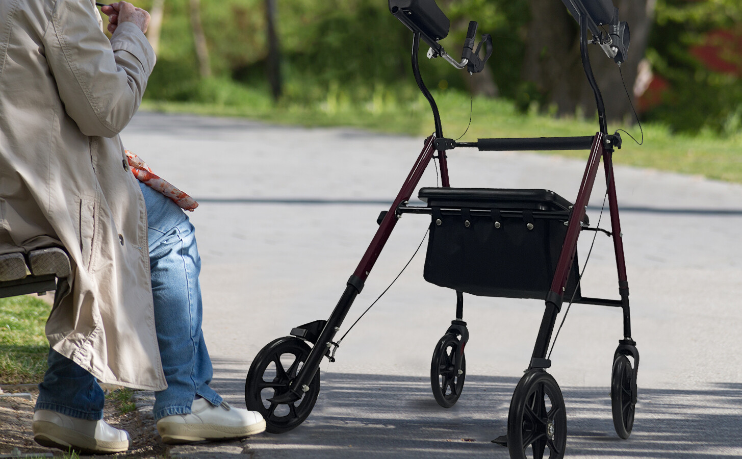 Upright Tall Rolling Walker Mobility Aid Rollator Tall Gutter Arm ...