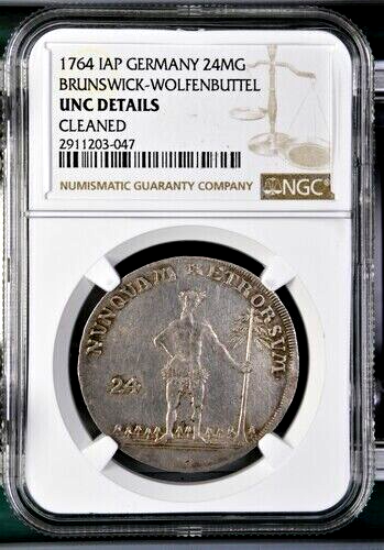 1764 IAP German States Brunswick Wolfenbuttel Wildman 2/3 Taler, 24 MG ...