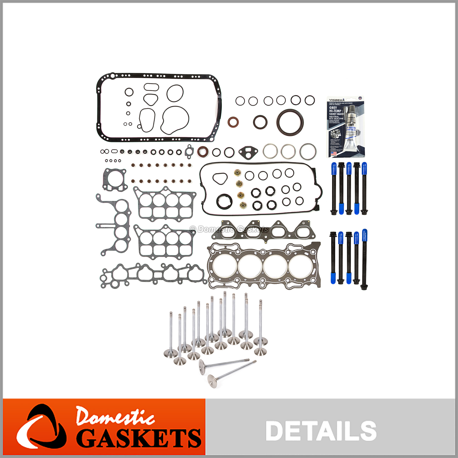 Full Gasket Set Intake Exhaust Valves Fit 91-96 Honda 2.2L F22A1 F22A4 ...