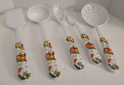 5 Pc Melamine Ware Kitchen Utensils Set, White - FRUIT COLLECTION | eBay