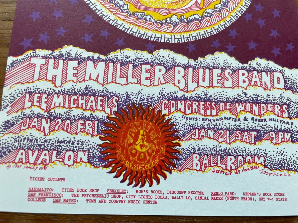 1967 Miller Blues Band at Avalon Ballroom Family Dog Postcard Handbill ...