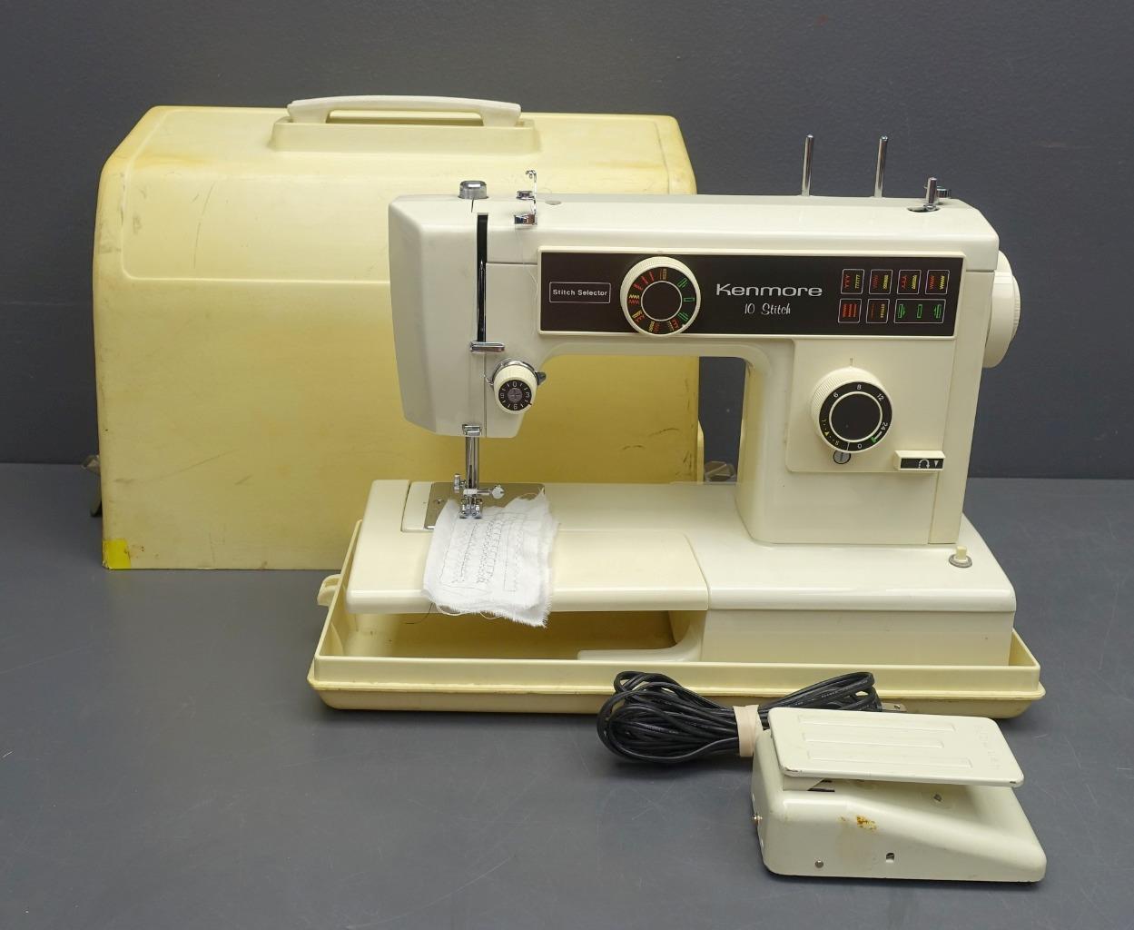 Kenmore 385 Portable 10 Stitch Electric Sewing Machine Sears w/ Case ...