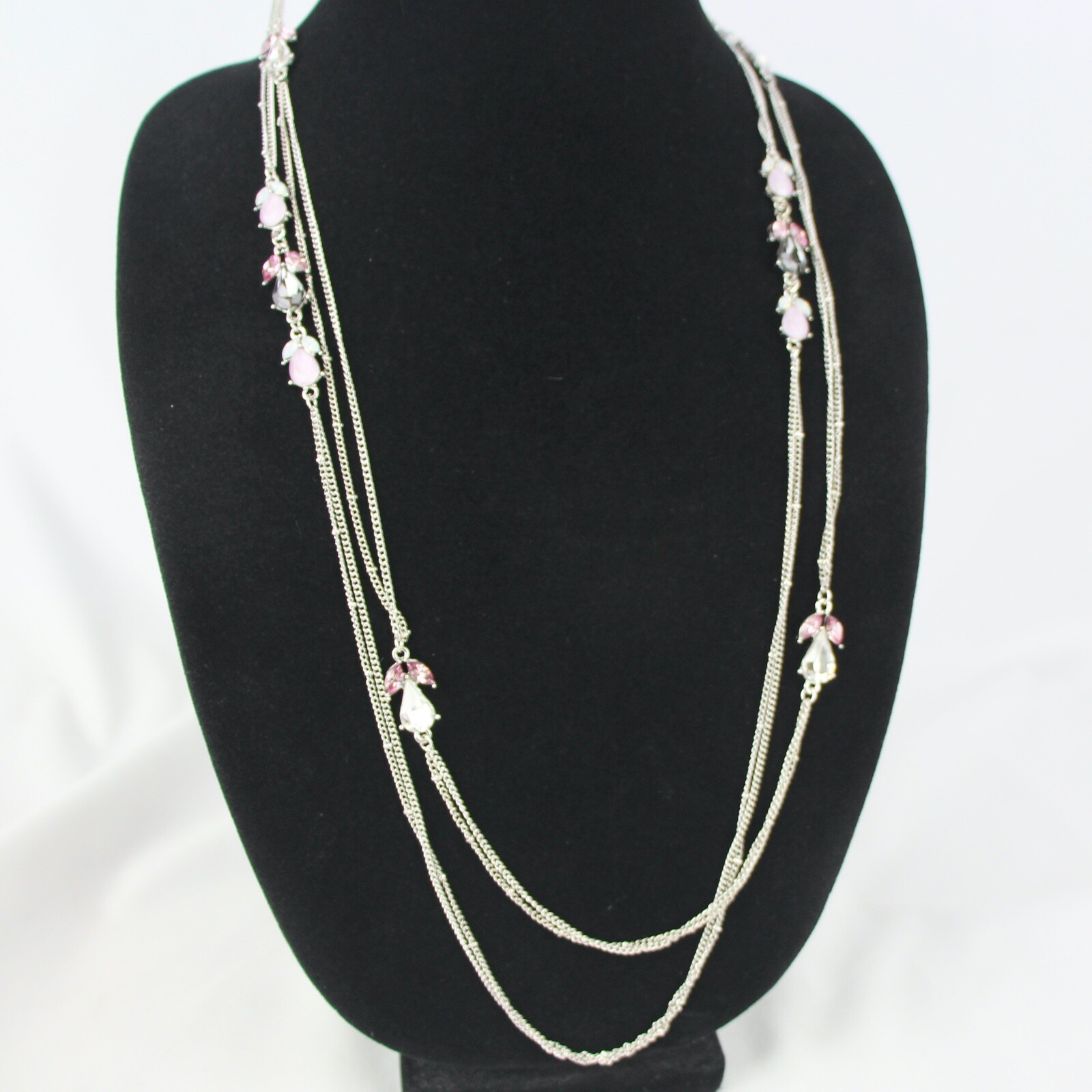 Kohl's Metal Necklace Dark Silver-tone 34"-37" Long Multi-Color ...