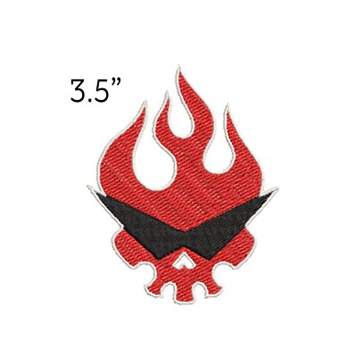 Flaming Skull Patch Embroidered Iron-On Applique Clothing Vest Jacket ...