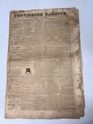 Providence Gazette October 2, 1820 Vol LVI No. 3000 (Vol 1 No. 79 ...