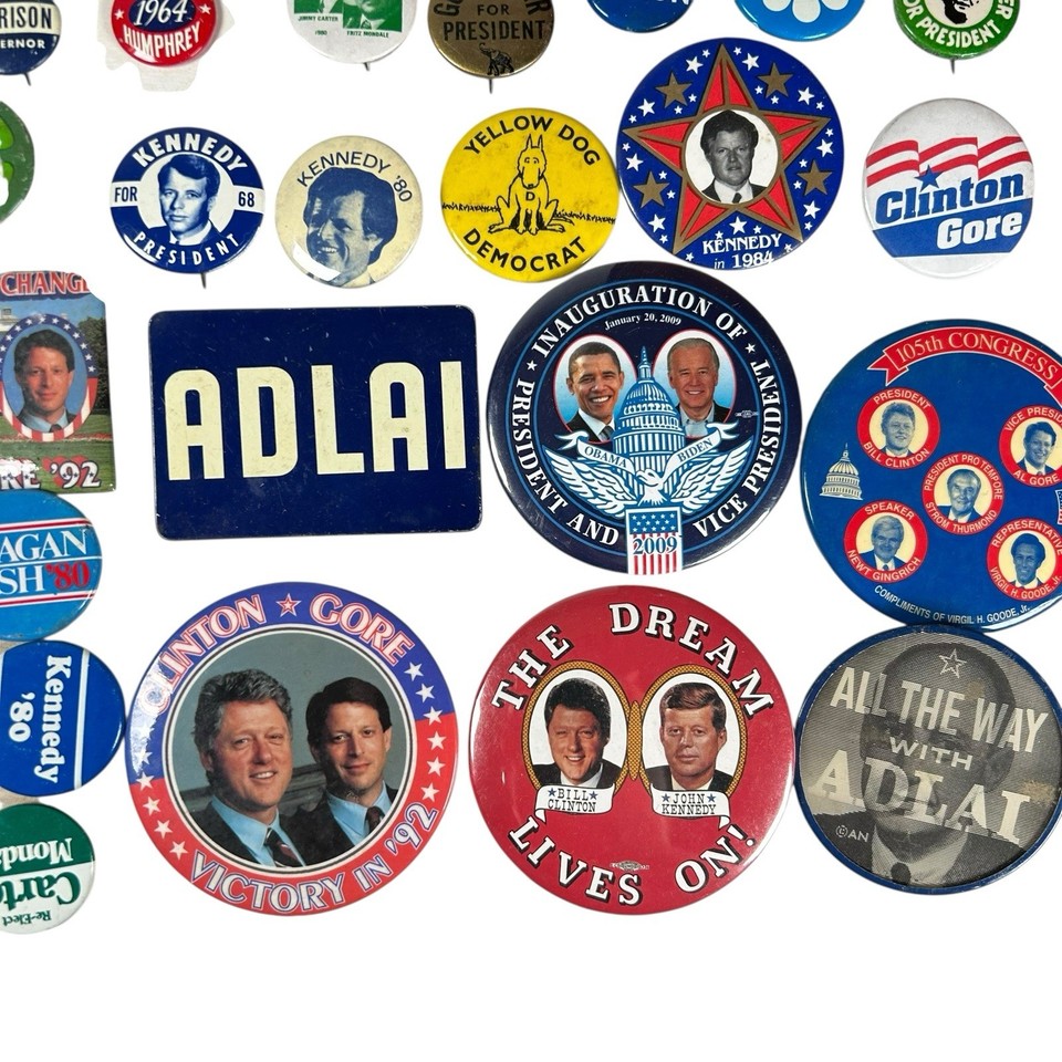 Vintage Political Campaign Pin Collection JFK, Reagan, Clinton 1960s ...