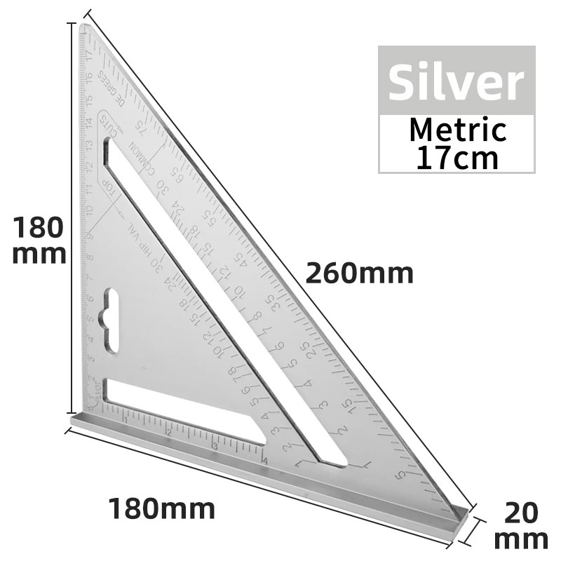 7" Triangle Ruler Carpenter Triangular Metric Square Angle Measuring ...