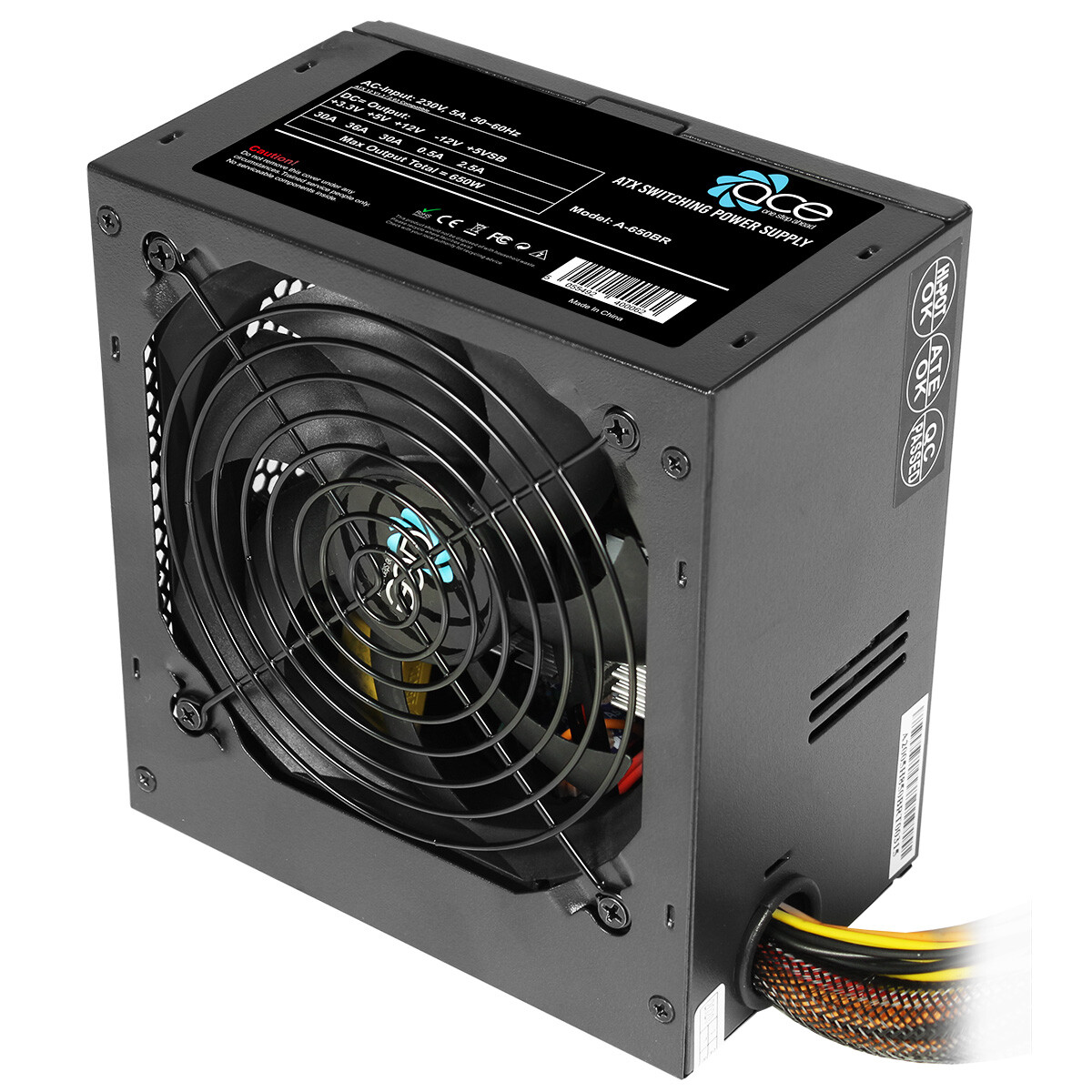 ACE Black 650W PSU Power Supply Computer Desktop PC ATX 120mm Fan PCI-E ...