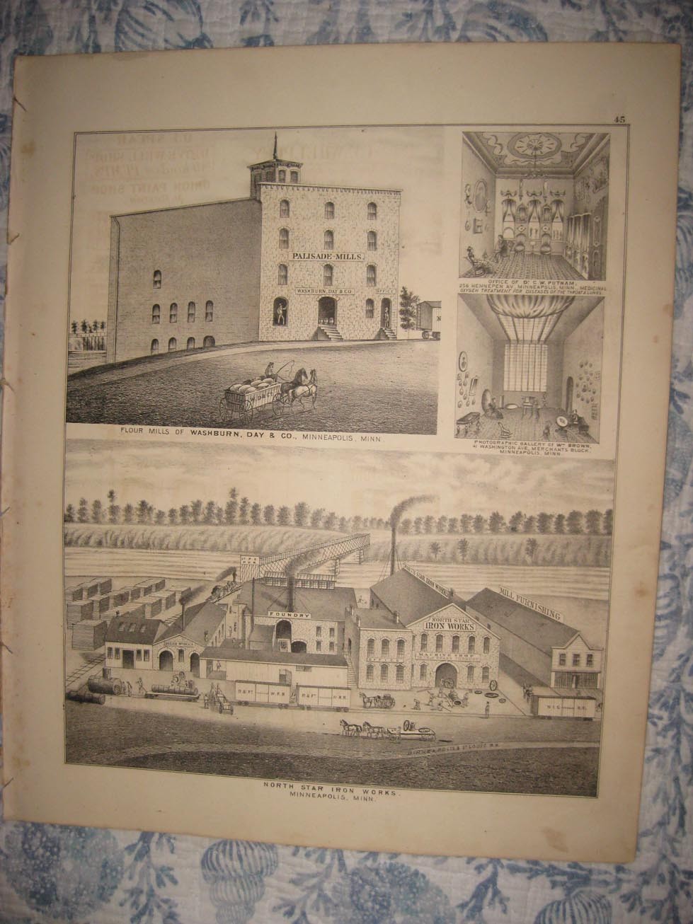 ANTIQUE 1874 IRON WORKS MINNEAPOLIS UNIVERSITY OF MINNESOTA PRINT ...