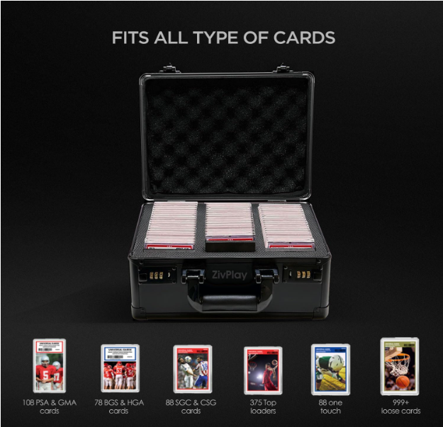 Black Graded Card Storage Case with Lock, Fits PSA GMA BGS HGA SGC CSG ...