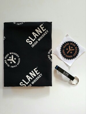 Slane Irish Whiskey LOT Black Logo Bandana Embroidered Patch Opener ...
