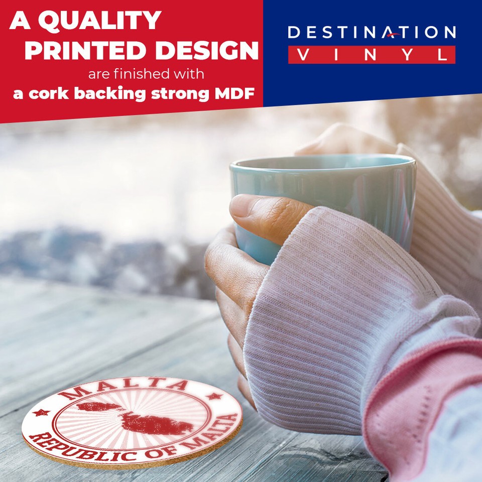 2 x Coasters - Republic of Malta Map Sign Home Gift #4713 | eBay