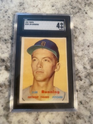1957 TOPPS SGC 4 JIM BUNNING #338 HOF ROOKIE SUPER LOOKING CARD FOR THE ...