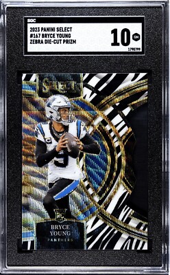 2023 Panini Select Bryce Young Zebra Prizm Die-Cut #167 RC SGC 10 Gem ...
