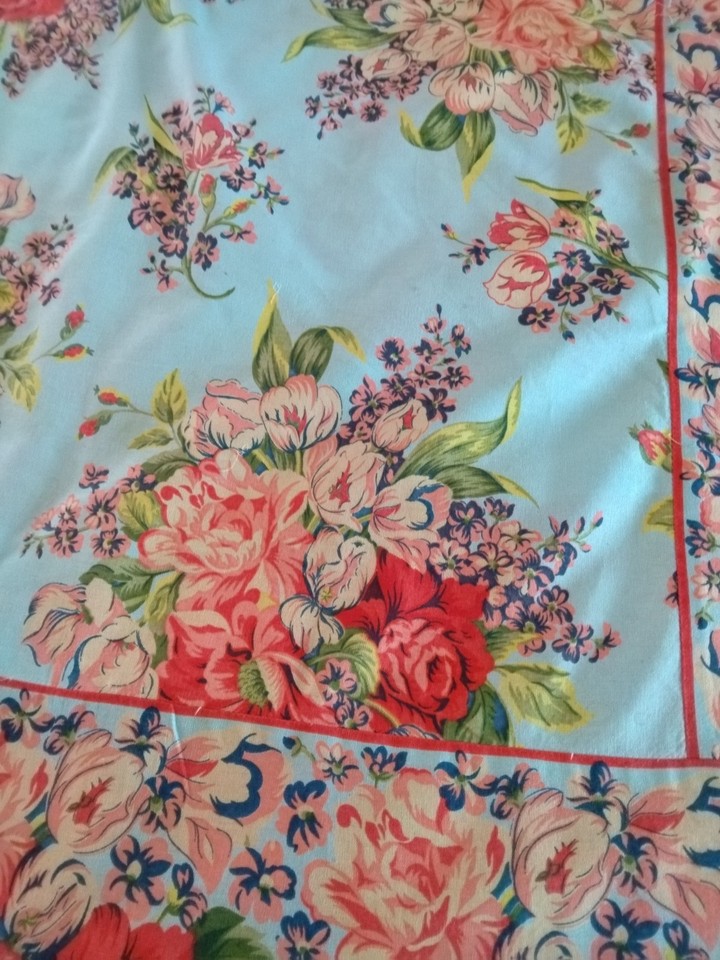 April Cornell Turquoise/Orange/Green Floral Round Fabric Tablecloth | eBay