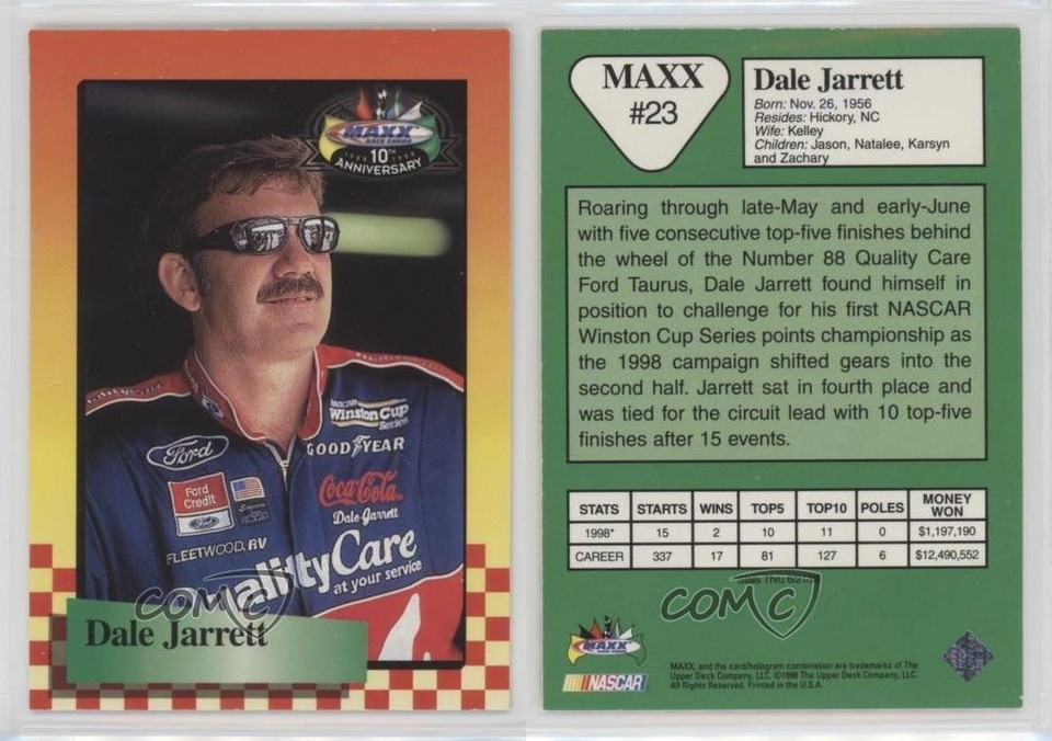 1998 Upper Deck Maxx 10th Anniversary Dale Jarrett #23 HOF 0s5 | eBay