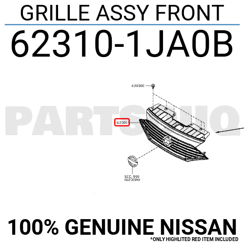 623101JA0B Genuine Nissan GRILLE ASSY FRONT 62310-1JA0B | eBay