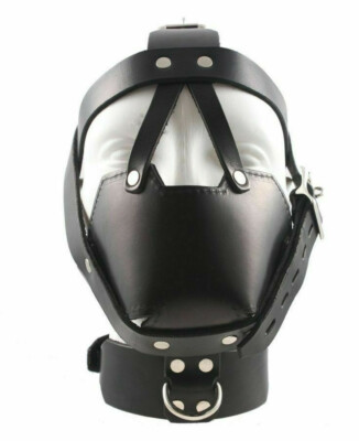 GENUINE LEATHER BONDAGE PADDED FACE MUZZLE HEAD HARNESS HEAVY DUTY | eBay
