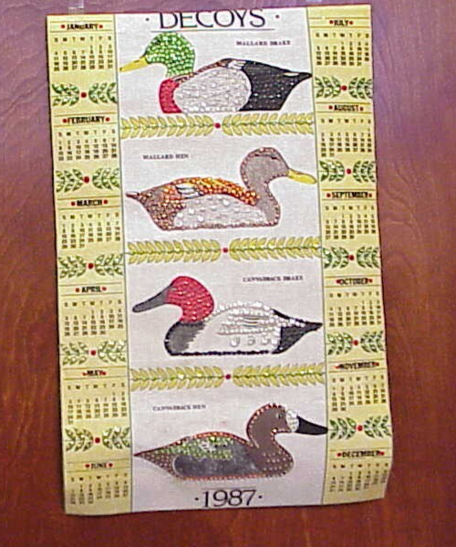 VINTAGE 1987 DUCK DECOYS CALENDAR MALLARD DRAKE MALLARD HEN CANVASBACK ...