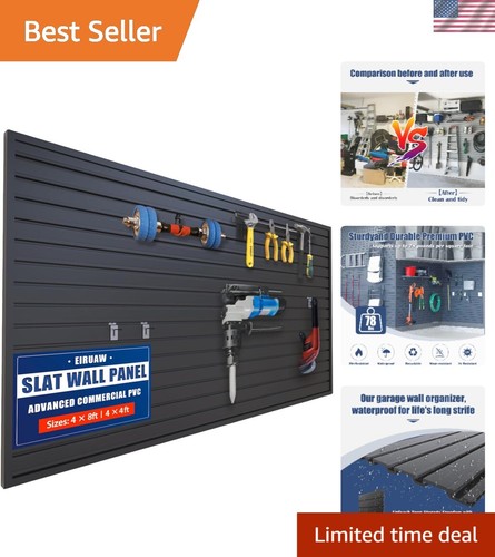 Versatile 4FT x 8FT Black PVC Slatwall Panel for Ultimate Garage ...