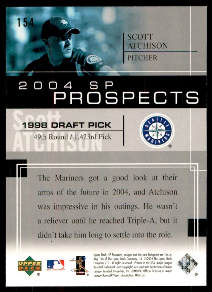 2004 UPPER DECK SP PROSPECTS SCOTT ATCHISON SEATTLE MARINERS #154 | eBay