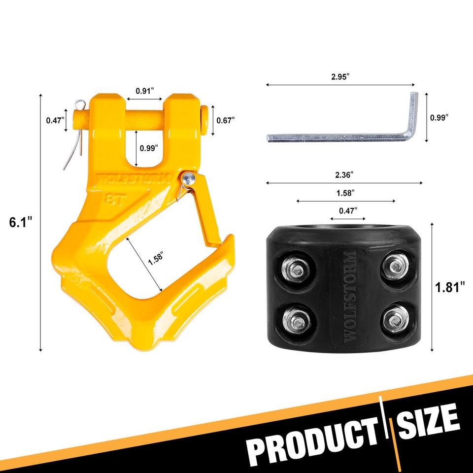 8T WINCH HOOK & Winch Cable Hook Stopper Rubber Rope Line Bump Stop For ...
