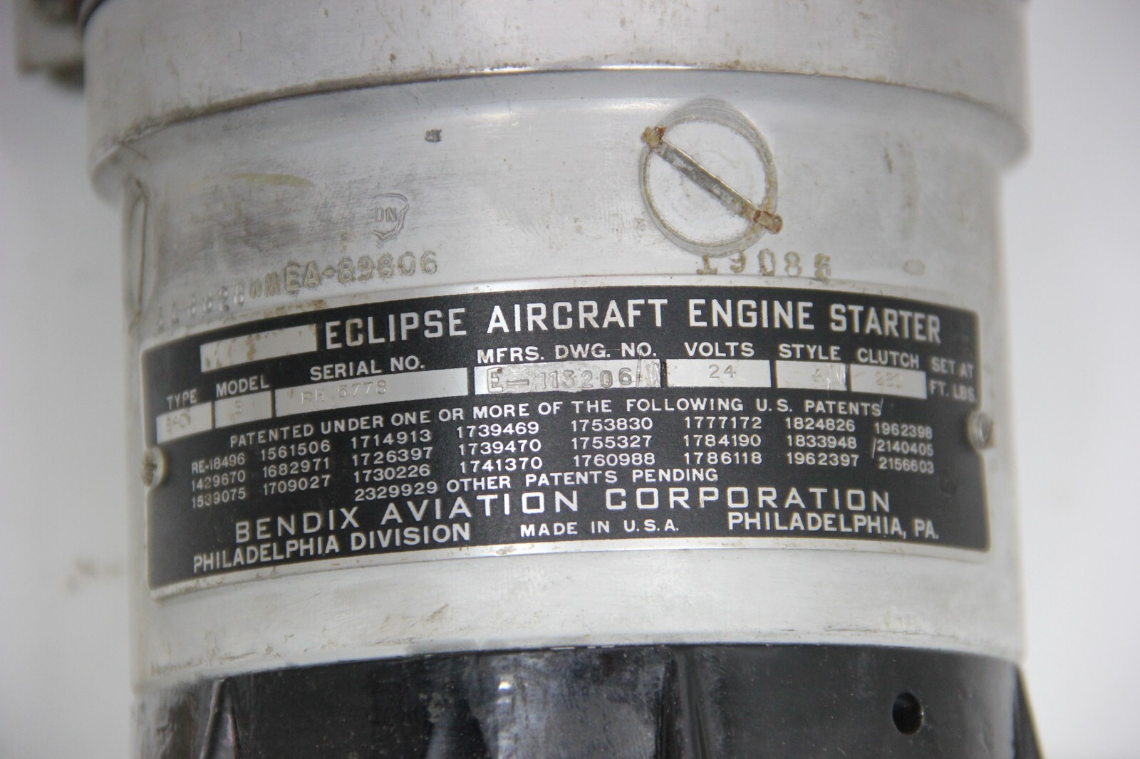 Bendix Eclipse Vintage Aircraft Starter (24 Volt), P/N: 840-3-A / E-113206 | eBay