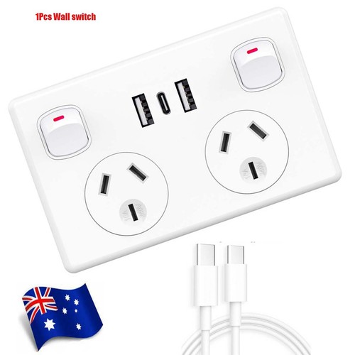 FAST Charge 3.6A Dual USB & Type-C Double Power Point GPO Wall Outlet ...