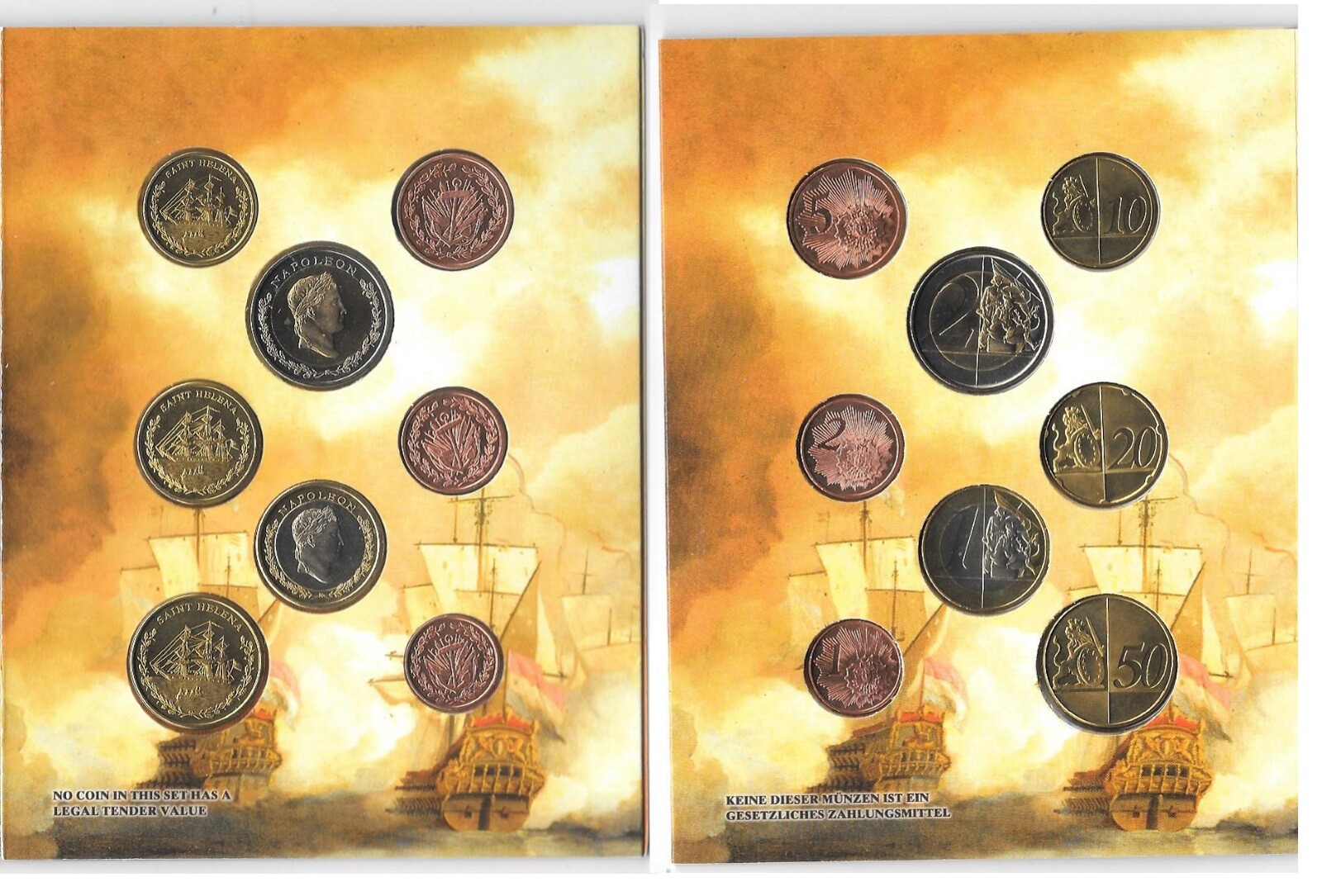 SAINT HELENA EURO PATTERN SET 1 CENT - 2 EURO 2004 8 BU COINS IN FOLDER ...