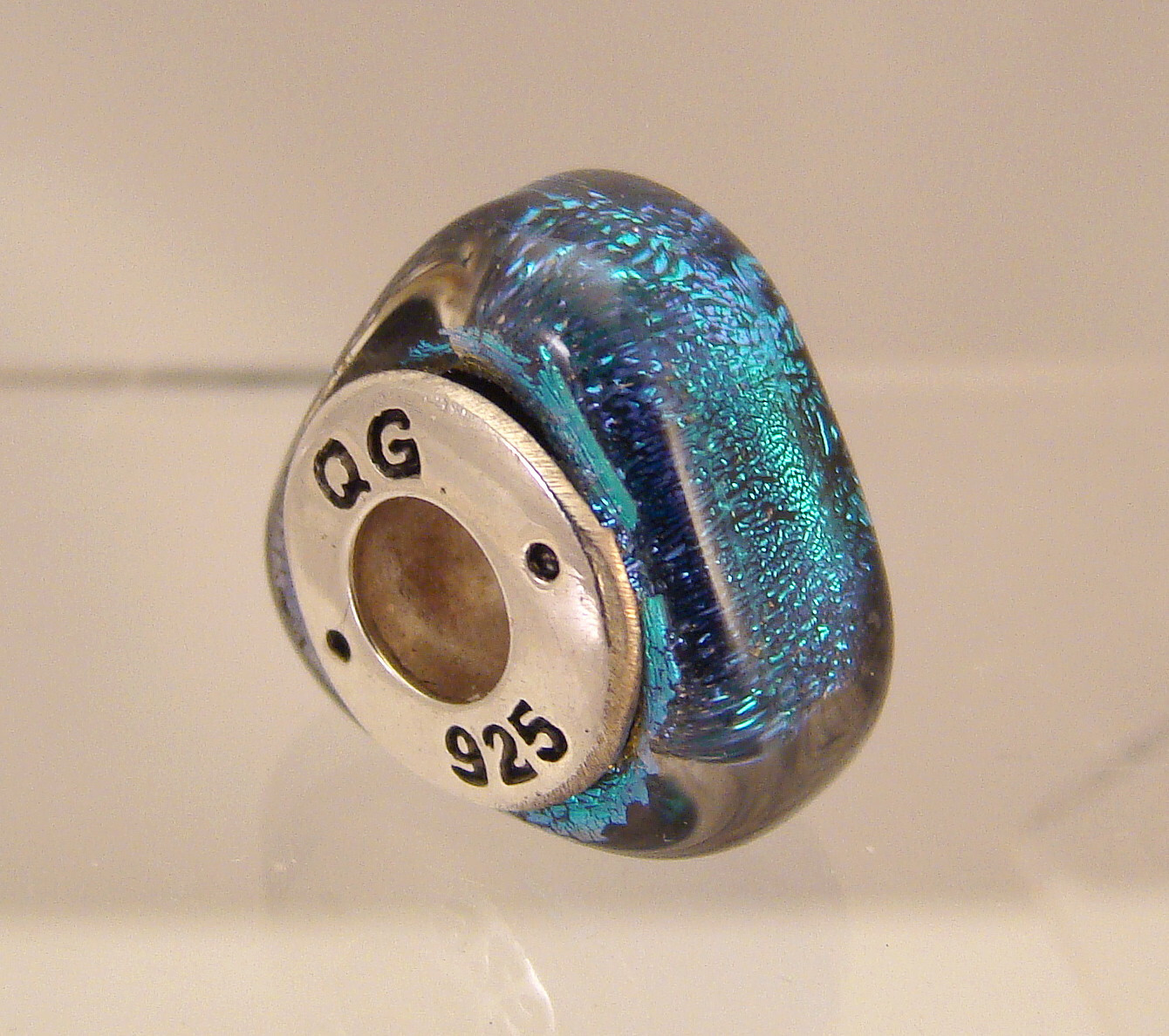 Reflection Beads OG Sterling Turquoise Blue Triangle Dichroic Glass ...