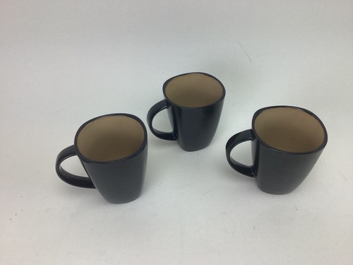 Set of 3 Gibson Elite Soho Lounge Mugs Cups Taupe with Black Rim ...