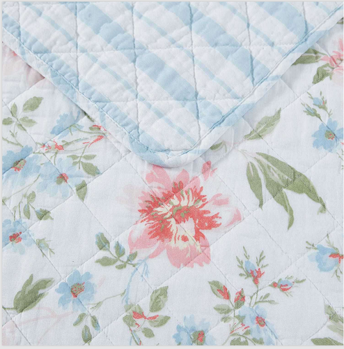 Laura Ashley EMILE Floral Queen Size Cotton Quilt Set | Cotton ...