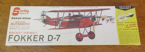 VINTAGE AIRPLANE MODEL KIT " FOKKER D-7 " COMPLETE IN BOX - BY STERLING ...