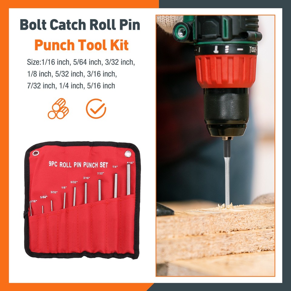 9-Piece Set- Punch Round Punch Pieces Roll Pin Punch Set Tool Bolt ...