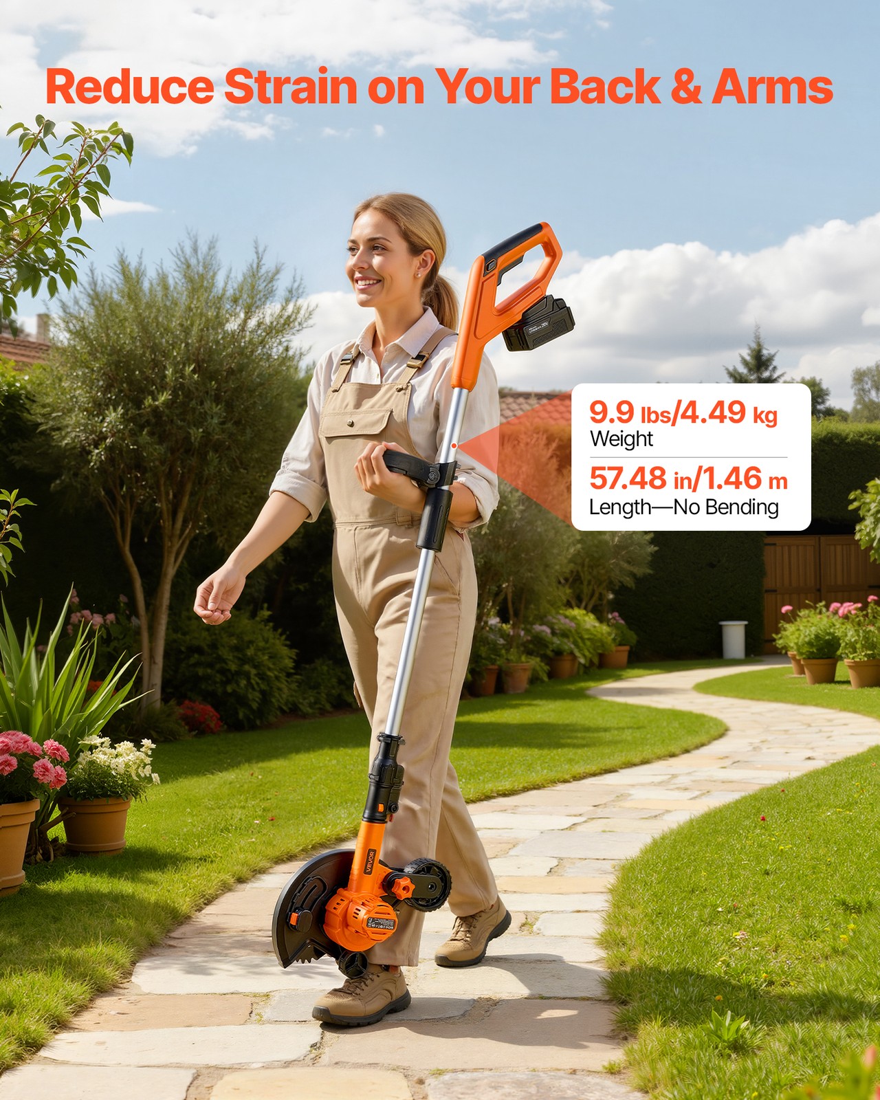 VEVOR Lawn Edger Battery Powered Cordless Edger Lawn Tool 8.8-inch ...
