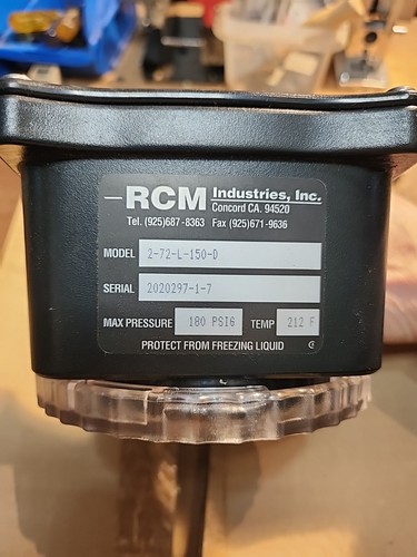 RCM Industries Liquid Flow Meter MDL. 2-72-L-150-D, 180PSIG, 212F, SP.G =1, NNB. | eBay