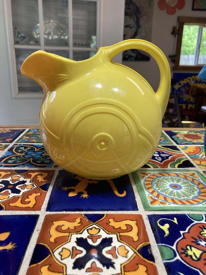 Vintage 1940s Art Deco Red Yellow & Blue Plastic Water Pitchers Lot Of ...